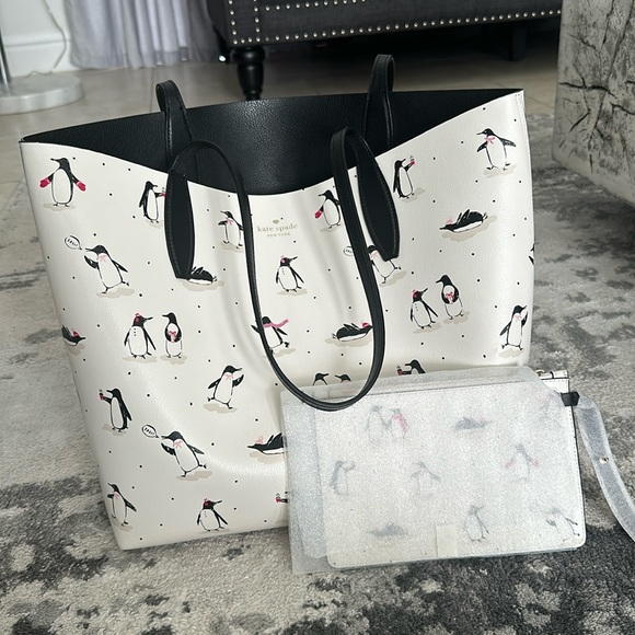 kate spade | Bags | Kate Spade Large Rare Reversible Penguin Leather ...